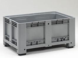 Plastic Pallet Box on 4 Feet, 1200x800x580 mm, 333 litres, Grey | ENGELS