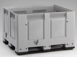 Plastic Pallet Box on 3 Skids, 1200x1000x790 mm, 670 litres, Grey | ENGELS