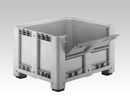 Pallet box 610 l. 1200x1000x780 mm, on 4 wheels with door, grey | ENGELS