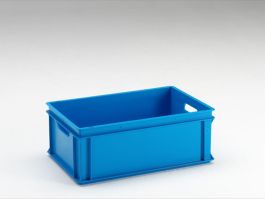Normbox stackable bin 600x400x220 mm, 40L with open grips, blue Virgin ...