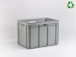 E-line Normbox stackable bin 600x400x425 mm, 90L grey PP recycle | ENGELS