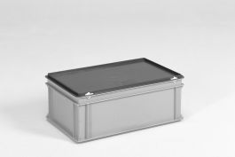 Stacking Container with Lid 40 litre 600x400x235 mm, grey | ENGELS