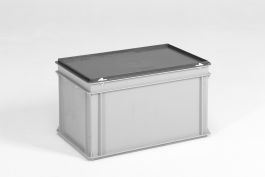 Stacking Container with Lid 60 litre 600x400x340 mm, grey | ENGELS