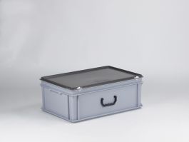 E-line Euroline stackable case, 40L with one handle PP recycle grey ...