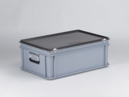 Euroline stackable plastic case, 600x400x235 mm, 40L with two ...