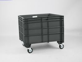 Euronorm large volume bin 800x600x630 mm 186 l. on 4 wheels, dark grey ...