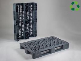 Medium duty pallet, 1200x800x150 mm on 2 skids open deck PP recycle ...
