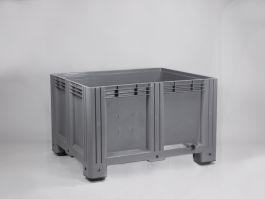 Plastic pallet box 1200x1000x760 mm, 610 L., 4 feet, food grade, grey ...