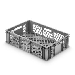 Stackable Euronorm crate 33L, 600x400x171 mm, perforated, light grey ...